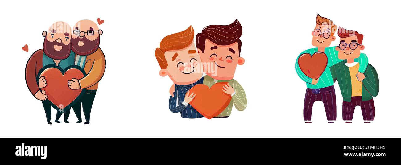 horizontal set vector illustration of homosexual persons isolate on ...