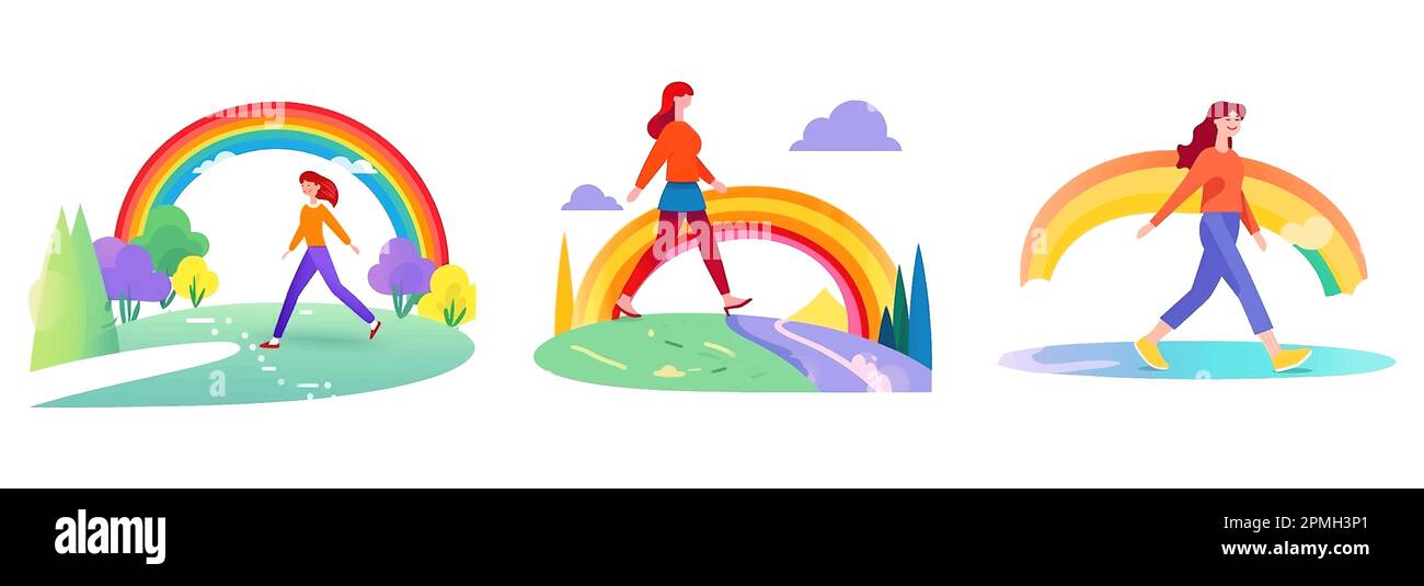 set vector illustration of female support lgbt rights isolate on white ...