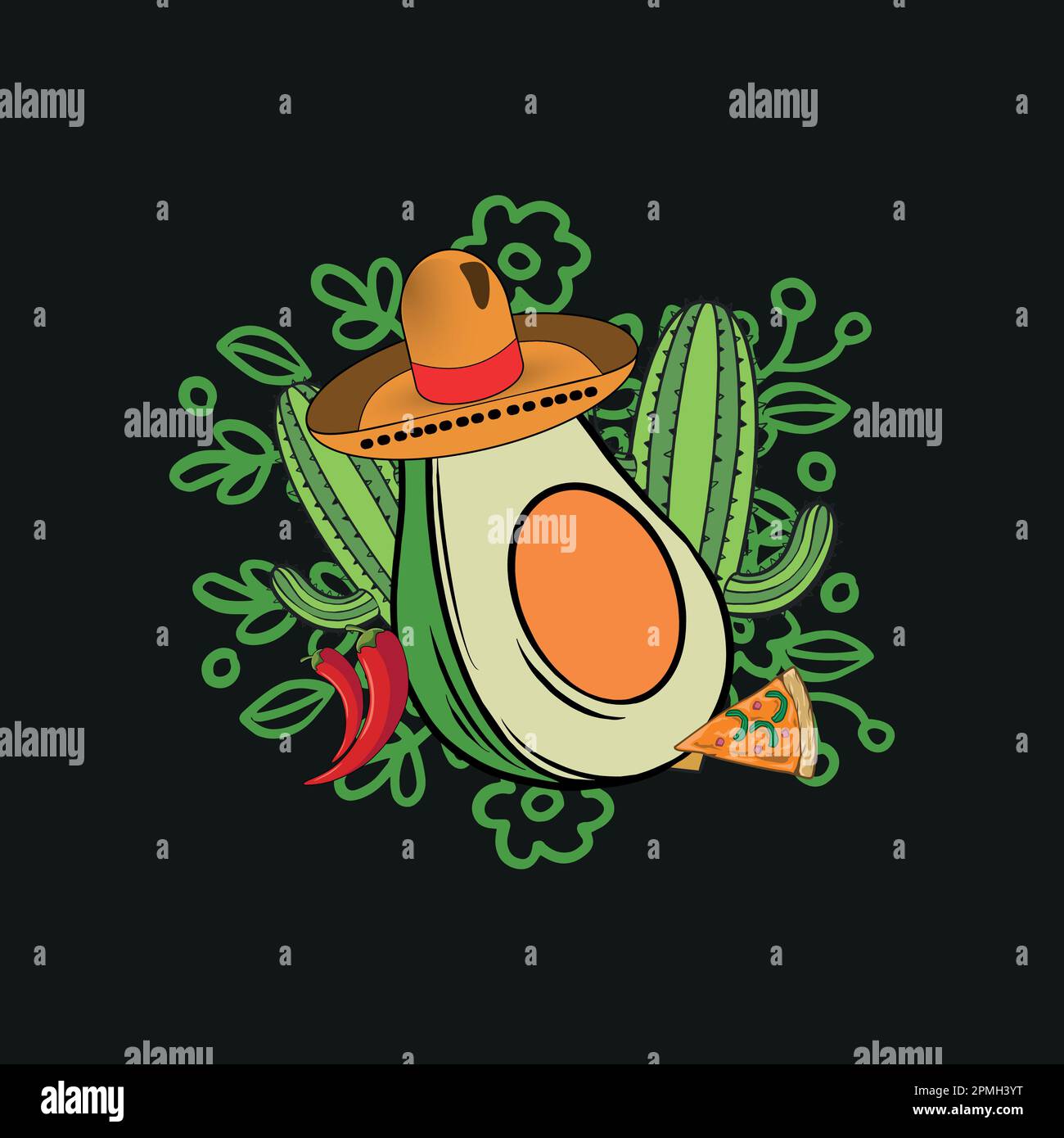 cinco de mayo cowboy hat frog cat avocado Stock Vector Image & Art - Alamy