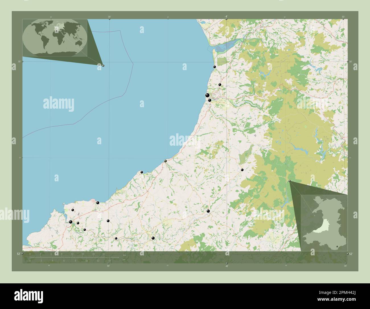 Ceredigion, region of Wales - Great Britain. Open Street Map. Locations ...