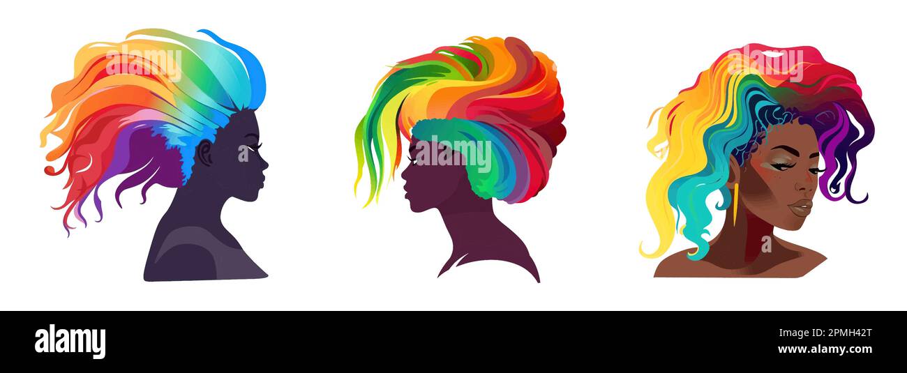 set vector illustration of female support lgbt rights isolate on white ...