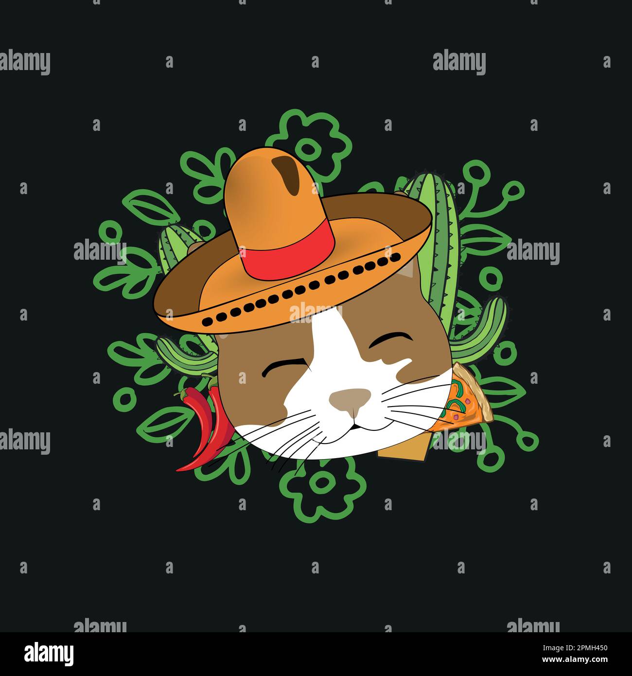 cinco de mayo cowboy hat frog cat avocado Stock Vector Image & Art - Alamy