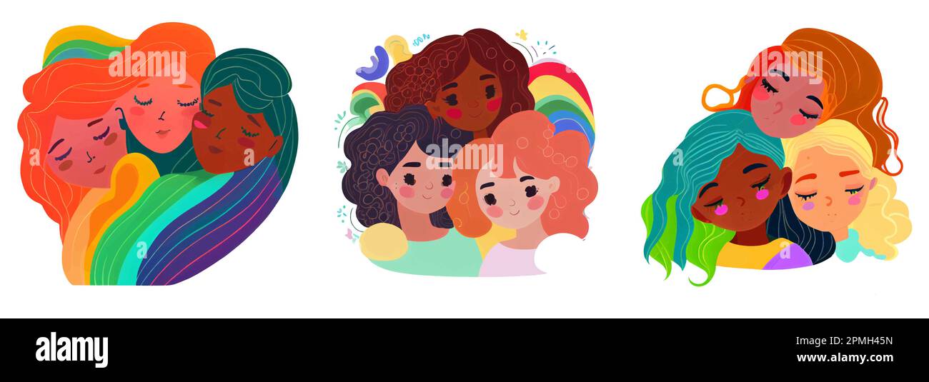 horizontal set vector illustration of homosexual persons isolate on ...