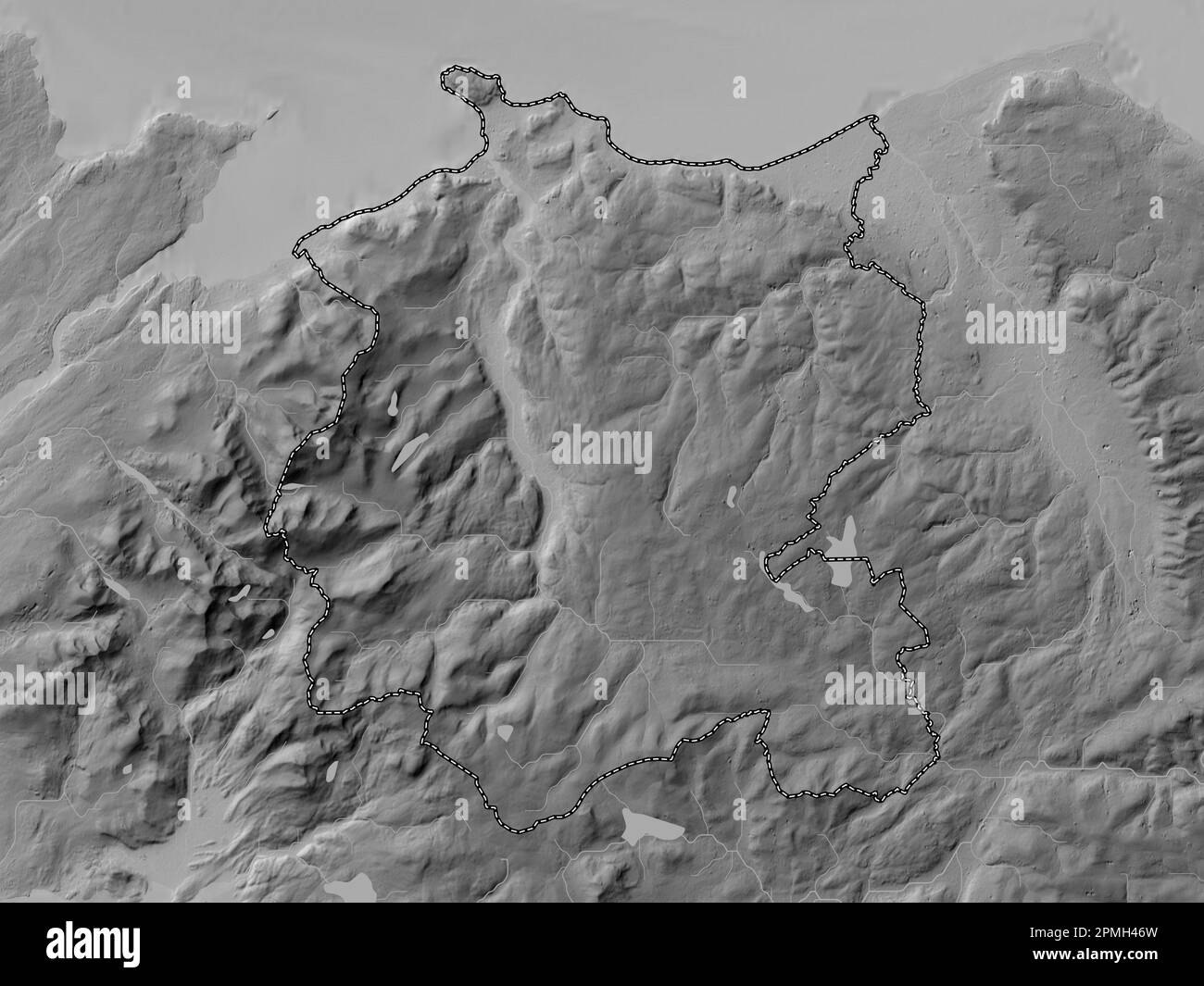 Conwy, region of Wales - Great Britain. Grayscale elevation map with ...