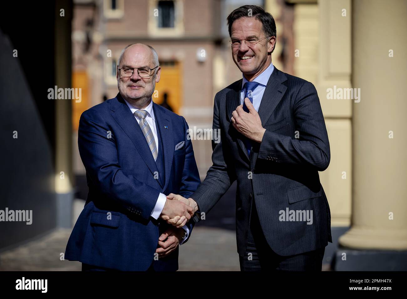 THE HAGUE - Prime Minister Mark Rutte (r) receives President Alar Karis ...