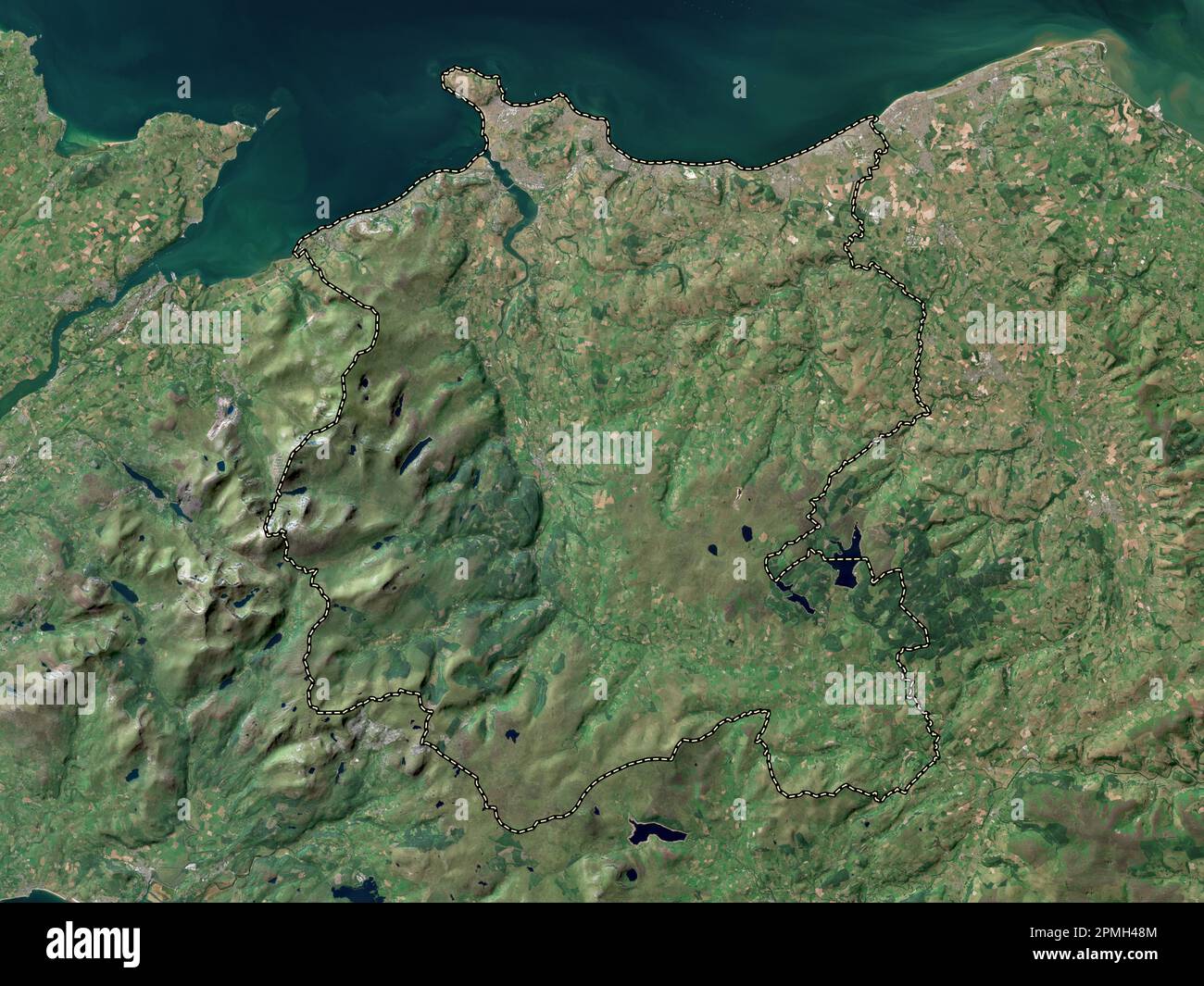 Conwy, region of Wales - Great Britain. Low resolution satellite map ...