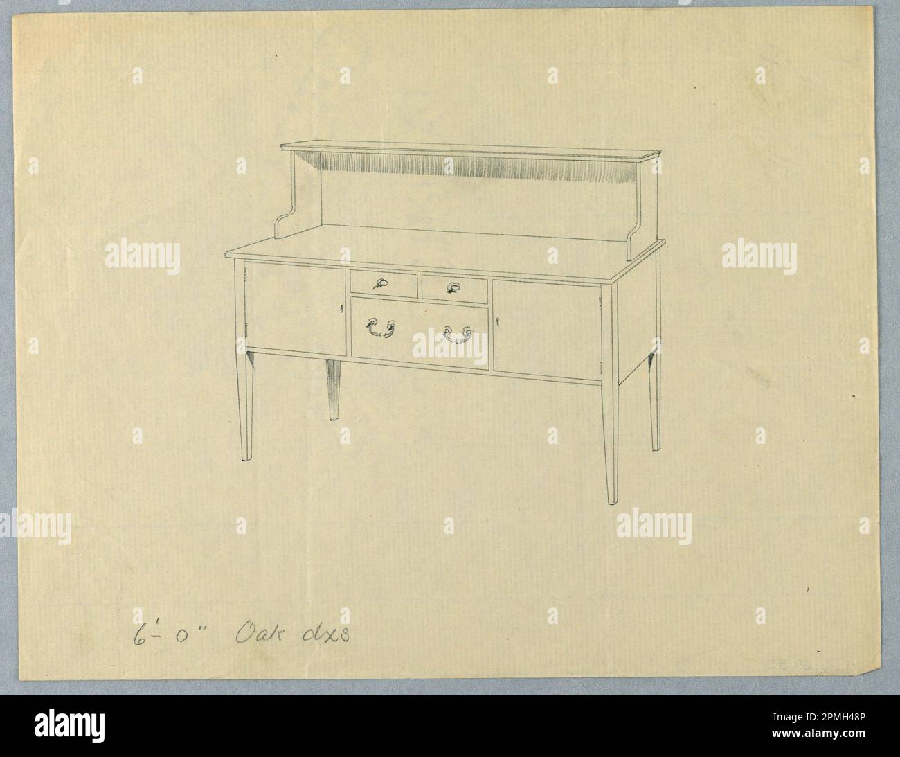 Drawing, Design for Sideboard with Top Shelf Supported by Volutes ...