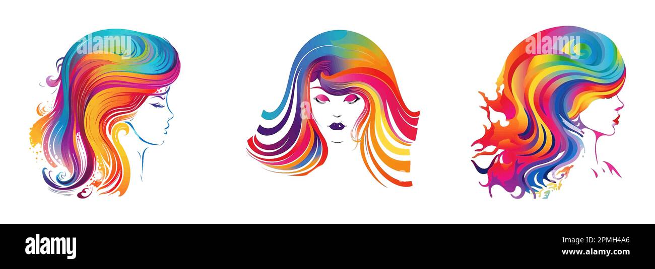 set vector illustration of female support lgbt rights isolate on white ...