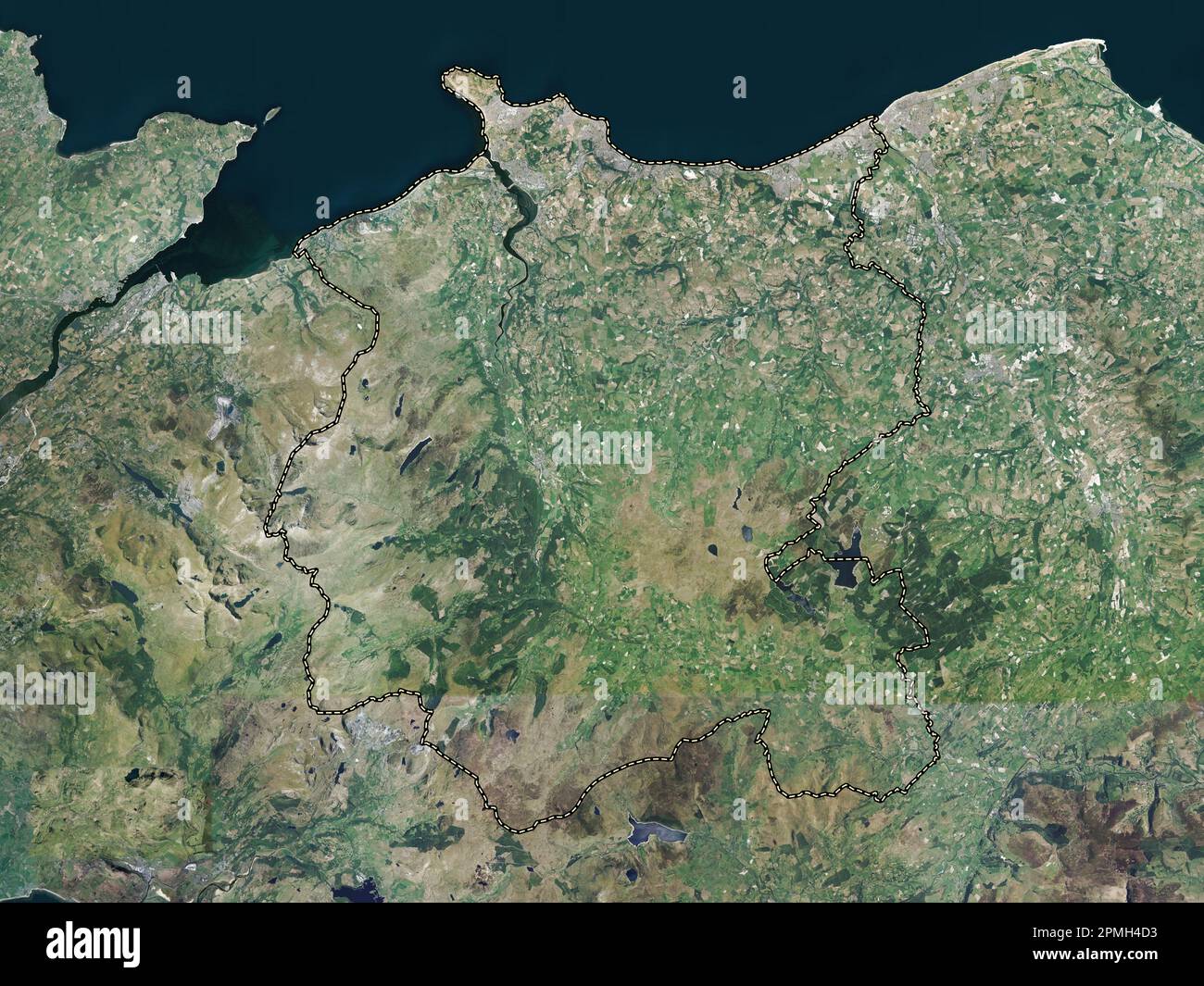 Conwy, region of Wales - Great Britain. High resolution satellite map ...