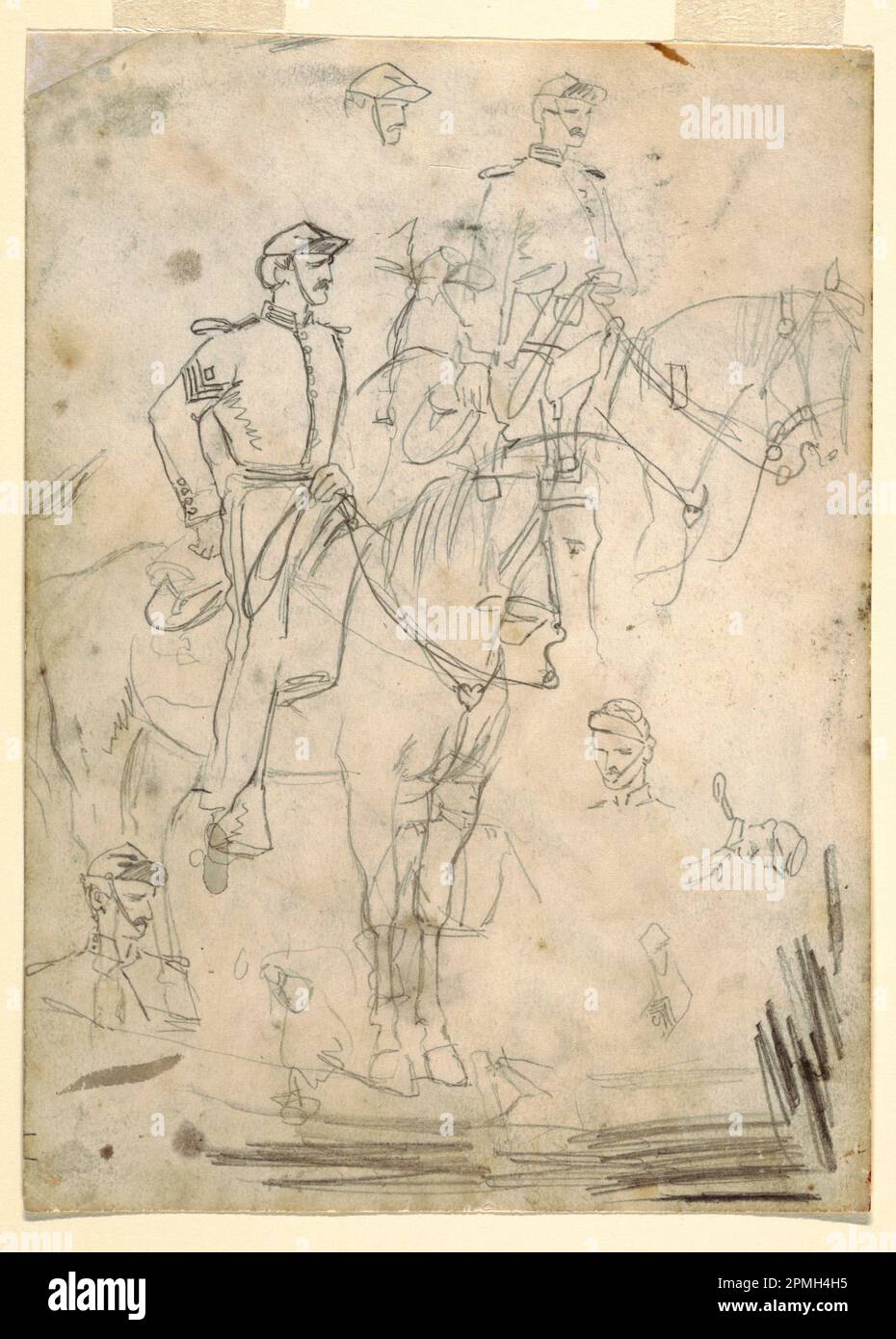 Drawing, Two Sketches of an Officer; Winslow Homer (American, 1836–1910 ...