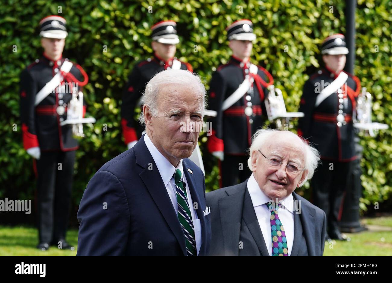 US President Joe Biden with Irish President Michael D Higgins at Aras ...