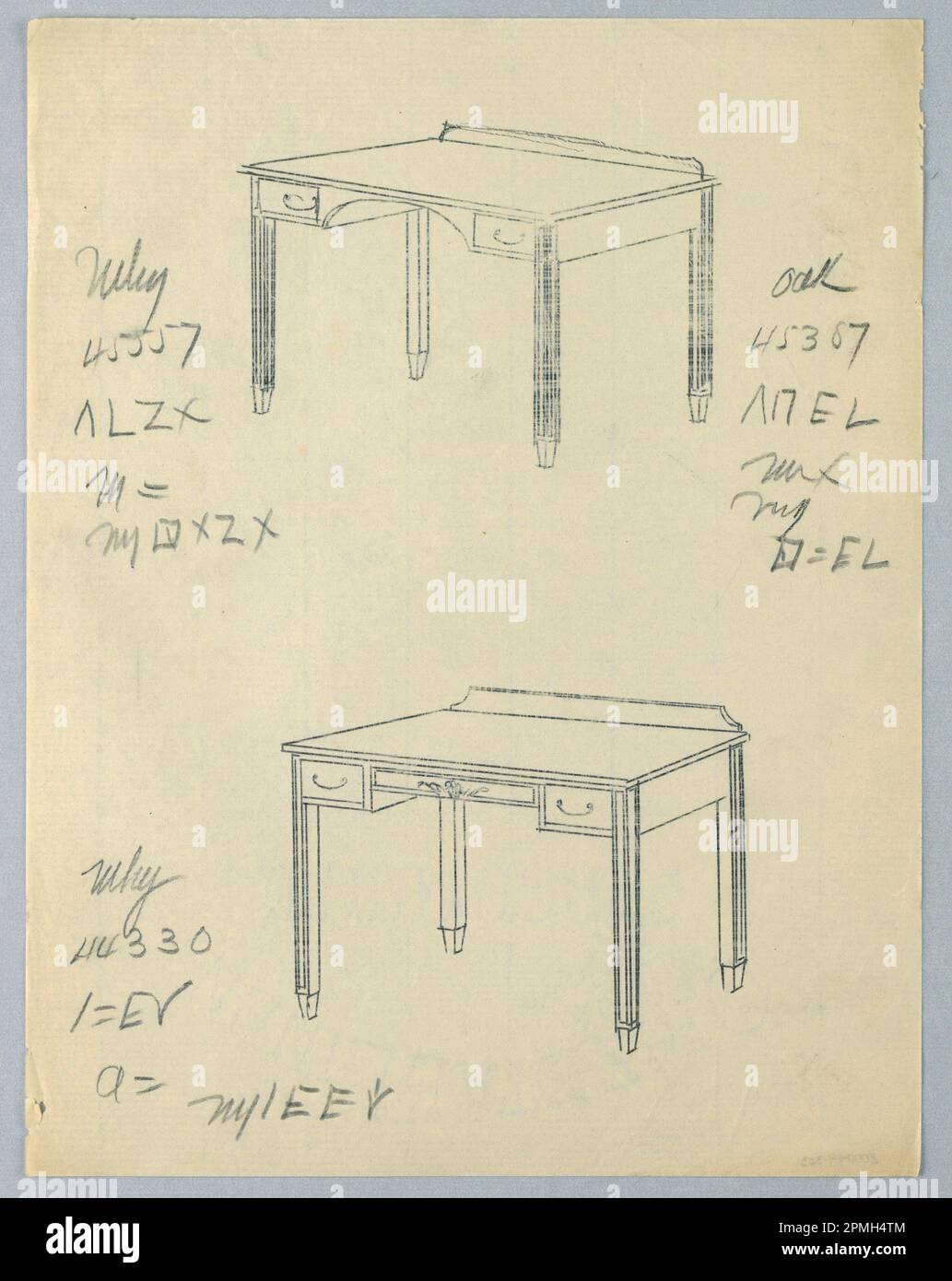 Drawing, Tracings of Designs for Rectangular Writing Table #s 45557 and ...