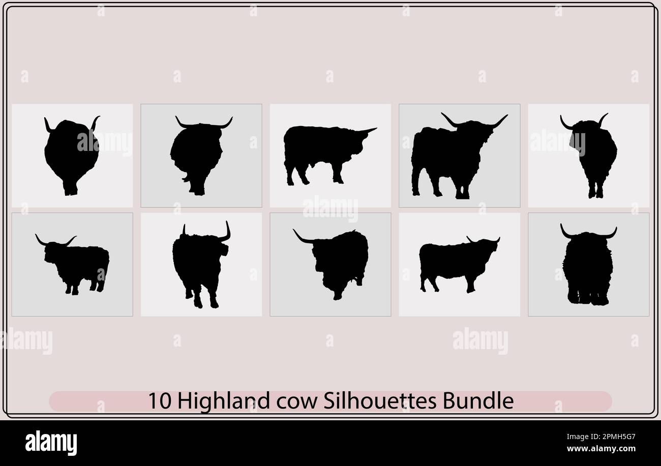 Silhouette highland cow Stock Vector Images - Alamy
