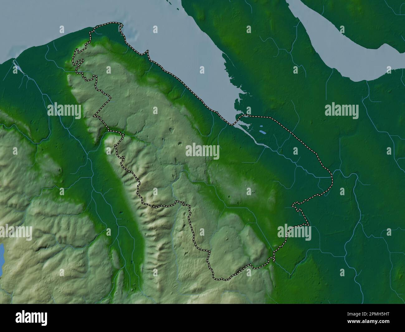 Flintshire, region of Wales - Great Britain. Colored elevation map with ...