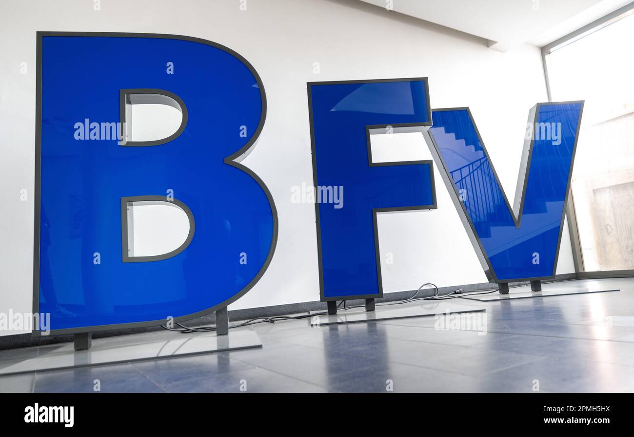 Munich, Germany. 13th Apr, 2023. The logo of the Bavarian Football ...