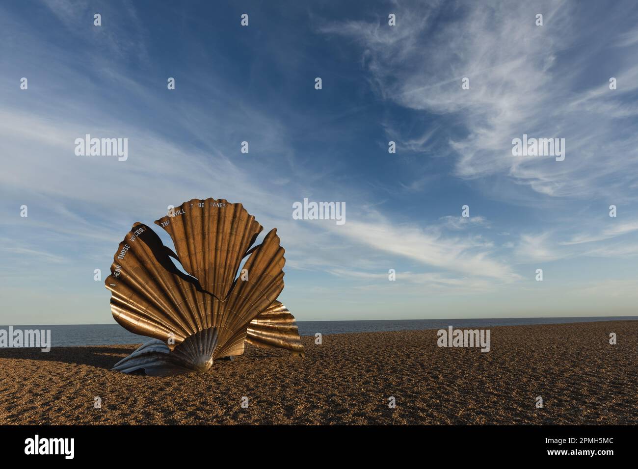 British Artist, Maggi Hamblings’ Scallop sculpture at Aldeburgh beach ...