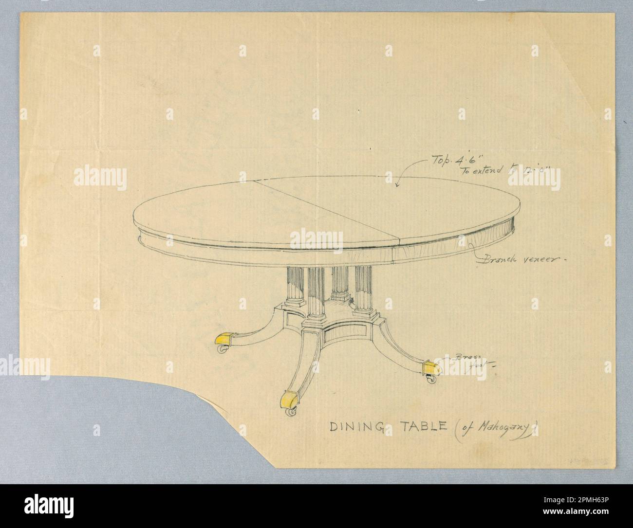 Drawing, Design for Dining Table of Mahogany on Column-Like Supports ...