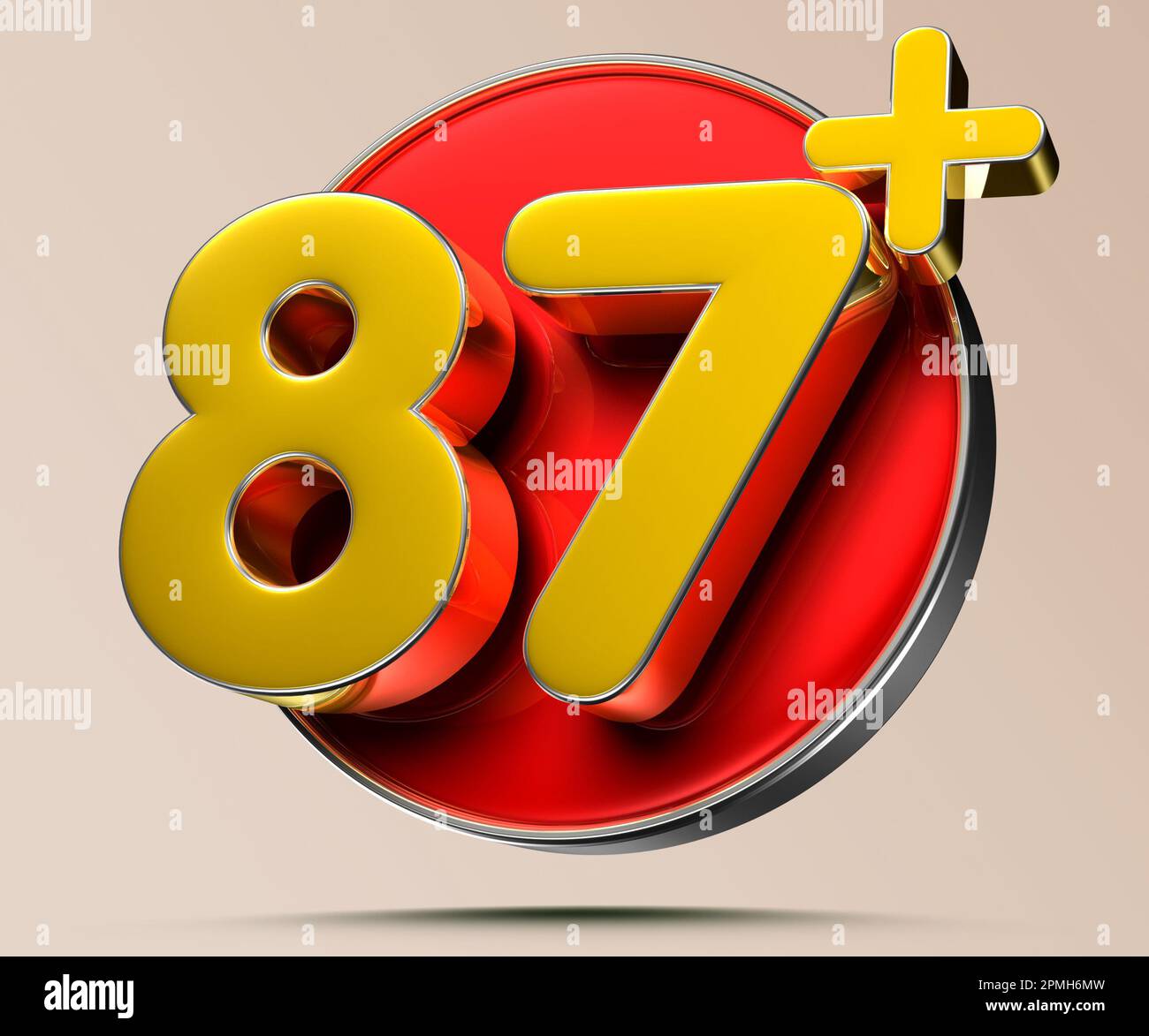 87 plus 3D illustration on light cream background have work path ...