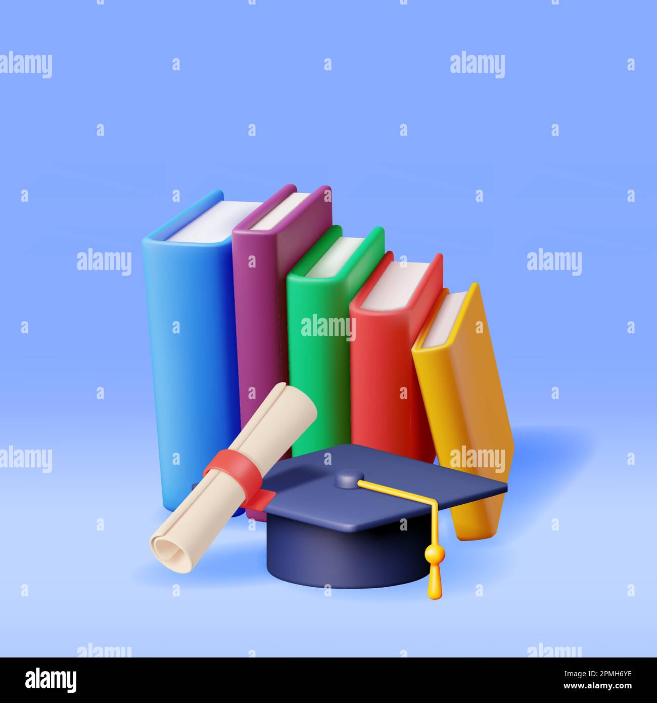 Books stack and graduation cap isolated render hi-res stock photography ...