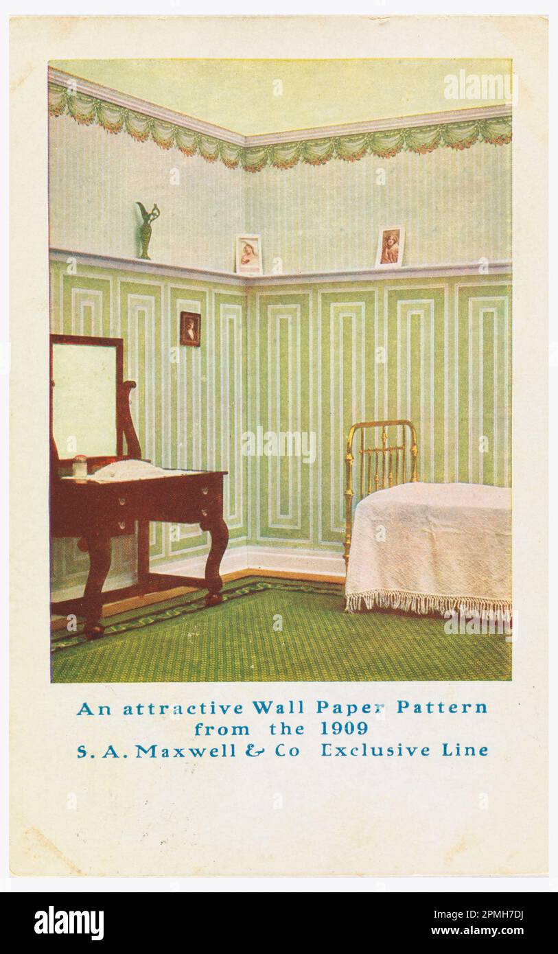 Trade card advertisement for s a maxwell wallpaper hi-res stock ...