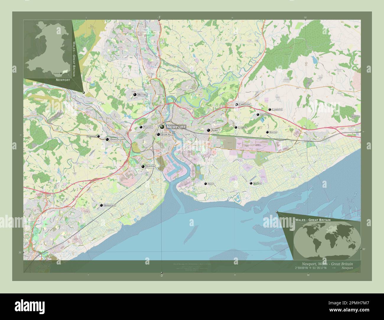 Newport, region of Wales - Great Britain. Open Street Map. Locations ...