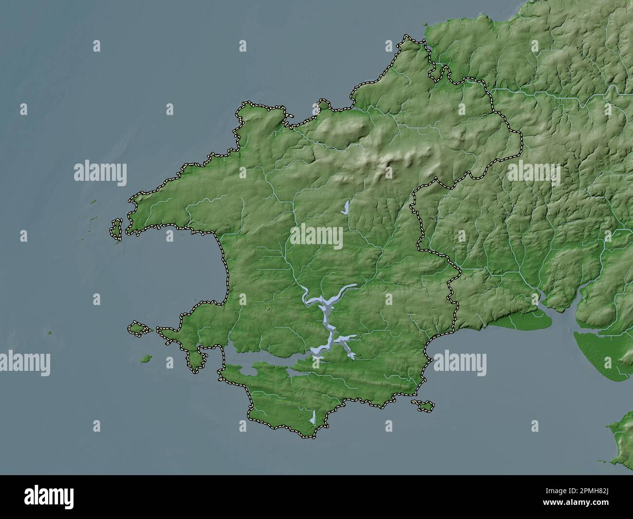 Pembrokeshire, region of Wales - Great Britain. Elevation map colored ...