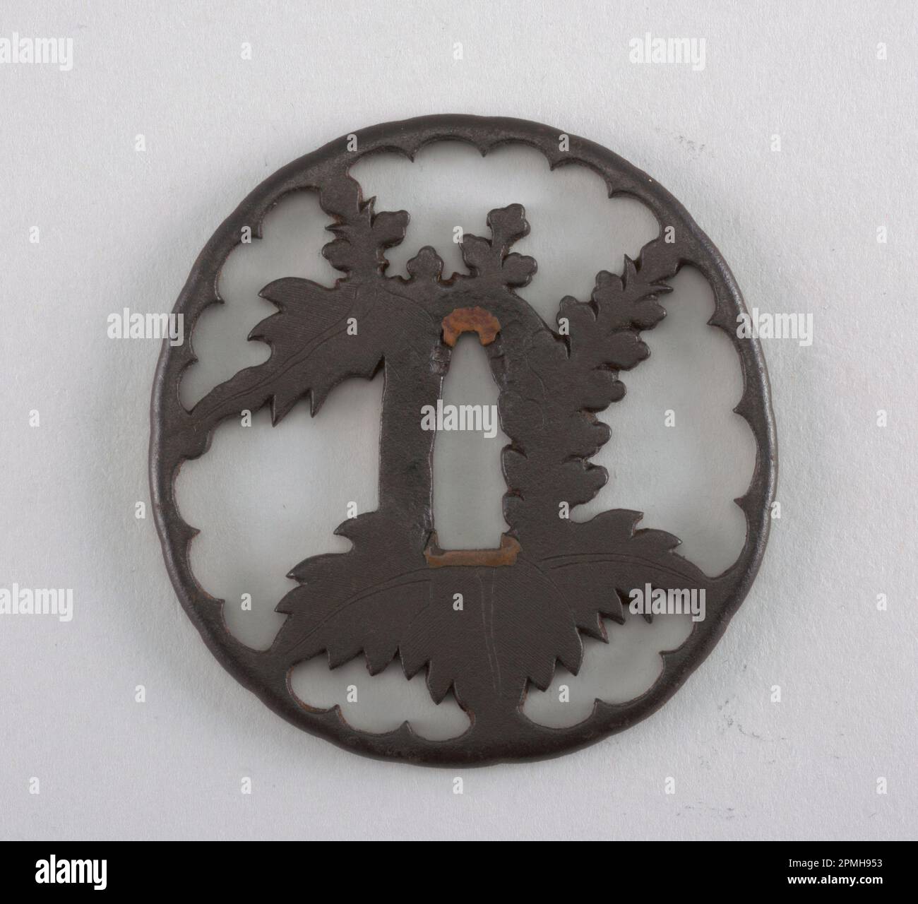 Tsuba; sentoku (alloy of copper, lead and zinc), shakudo (copper and ...