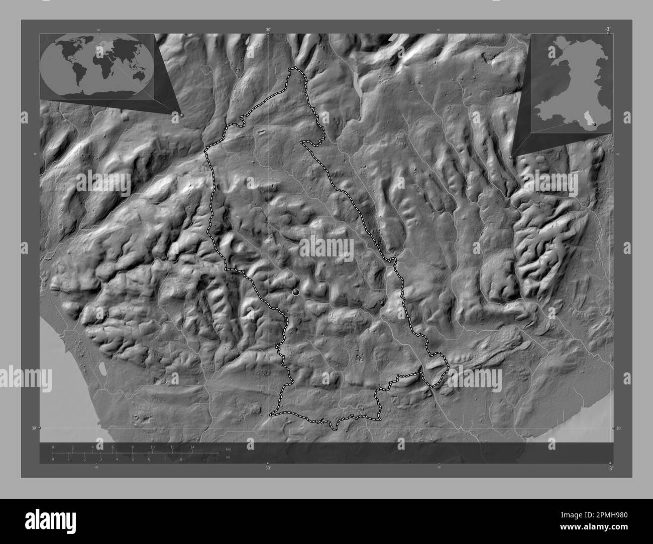 Rhondda Cynon Taf, region of Wales - Great Britain. Bilevel elevation ...
