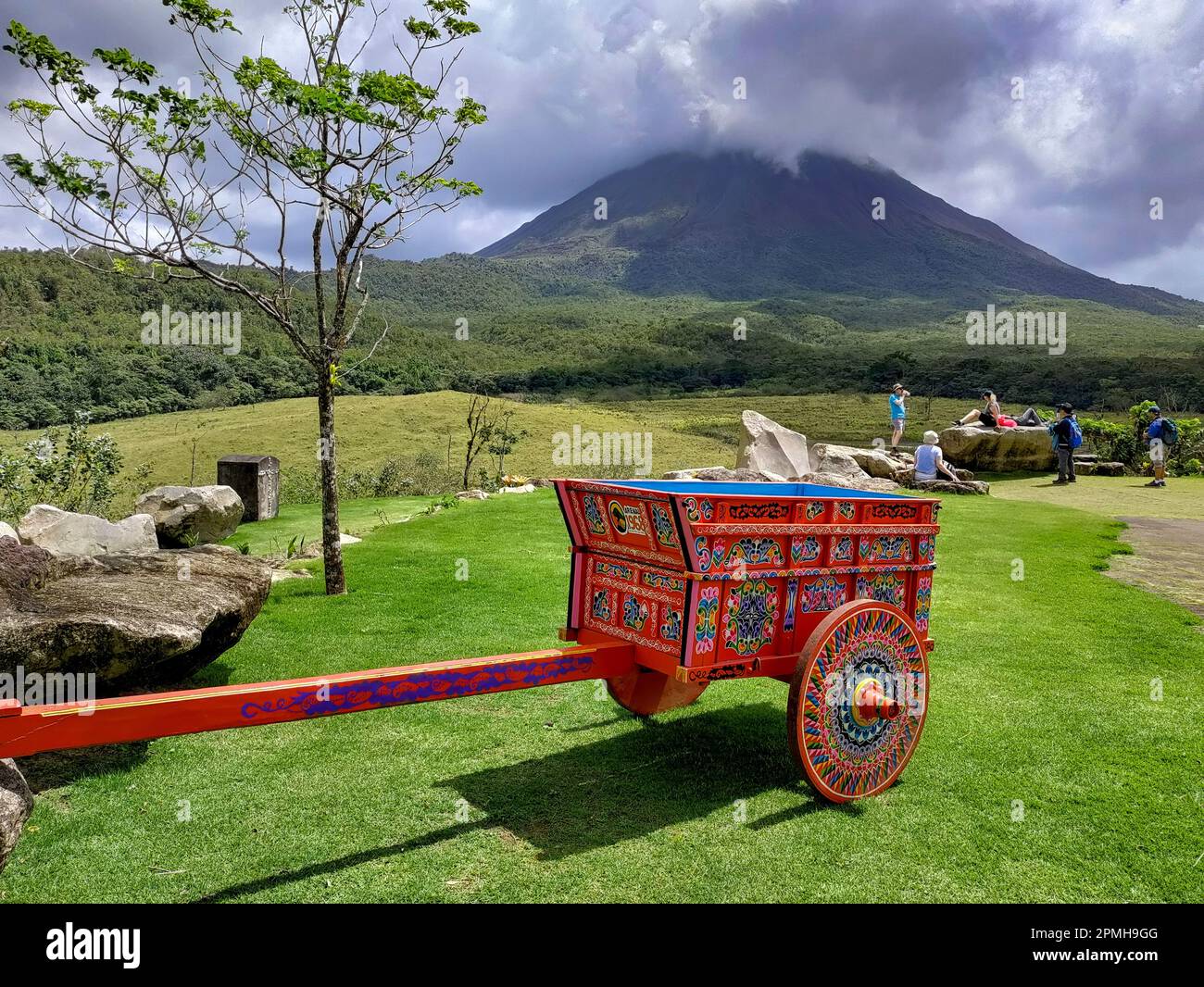 Arenal Volcano National Park, Costa Rica - A painted Costa Rican oxcart ...