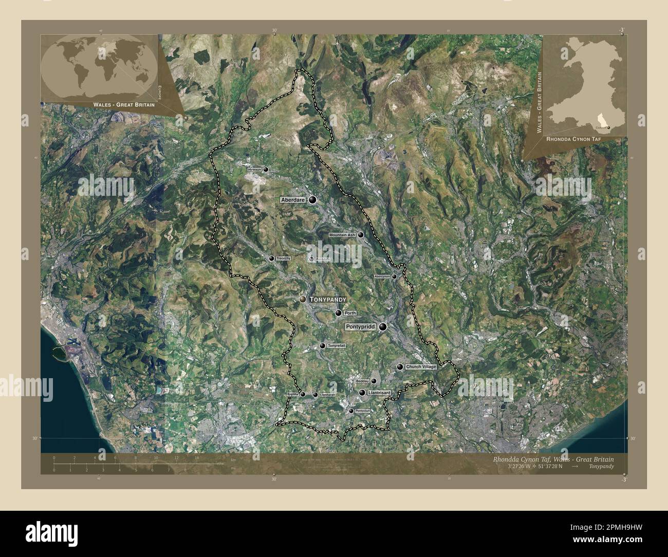 Rhondda Cynon Taf, region of Wales - Great Britain. High resolution ...