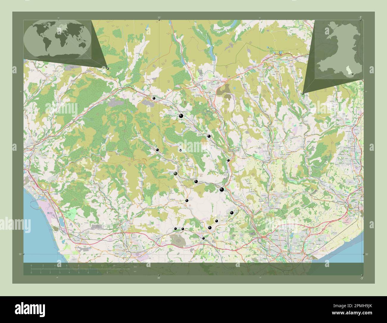 Rhondda Cynon Taf, region of Wales - Great Britain. Open Street Map ...