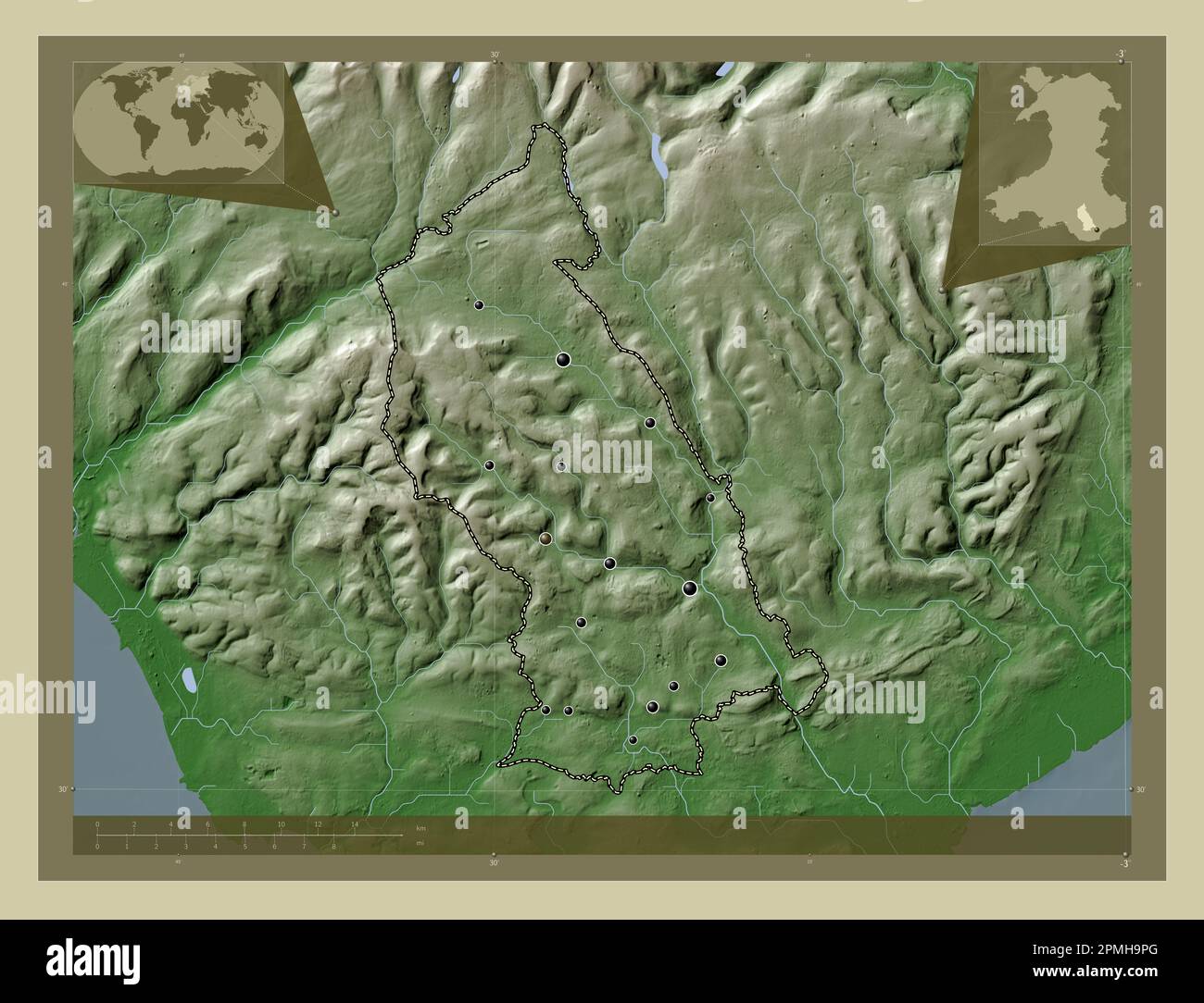 Rhondda Cynon Taf, region of Wales - Great Britain. Elevation map ...