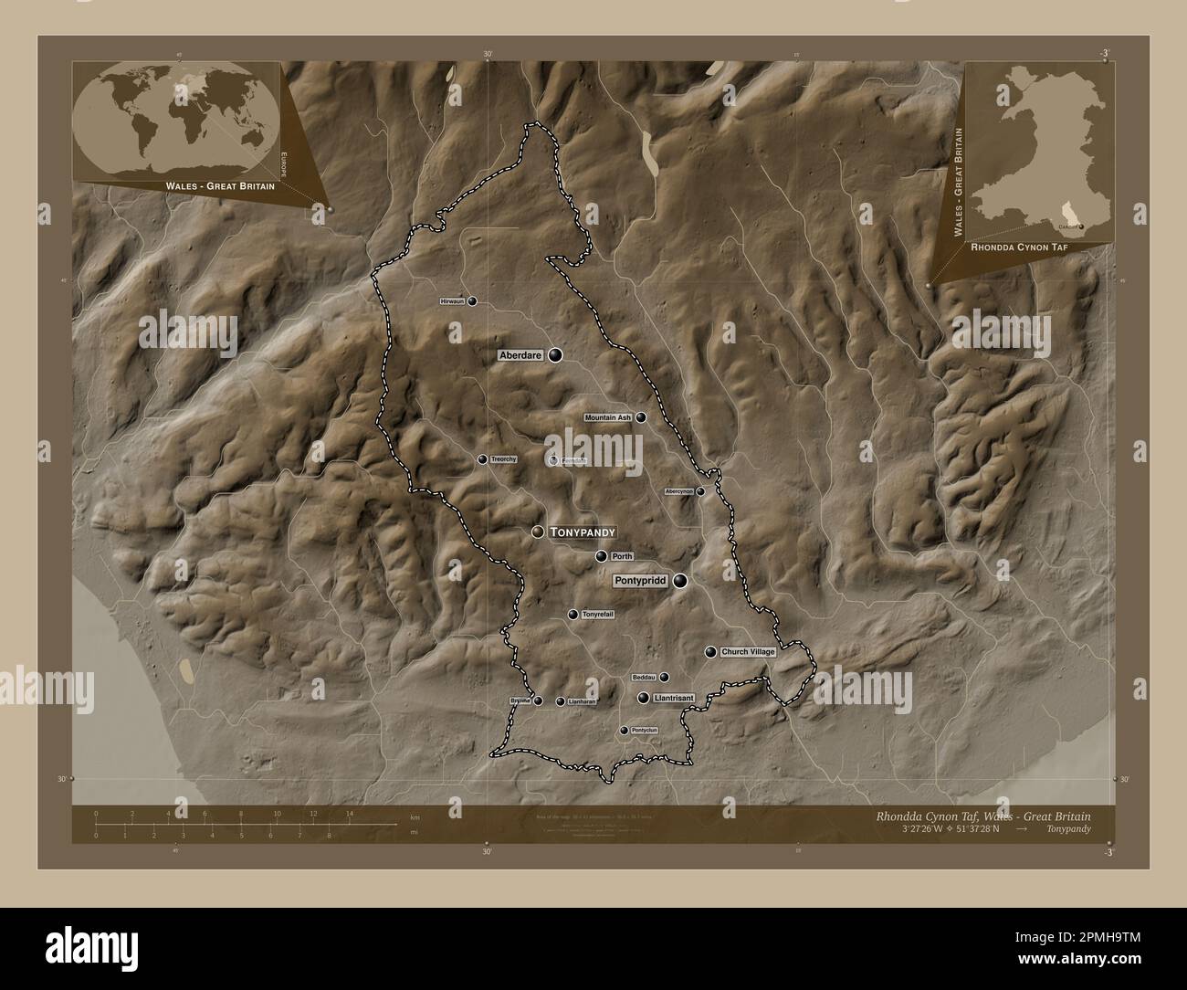 Rhondda map hi-res stock photography and images - Alamy