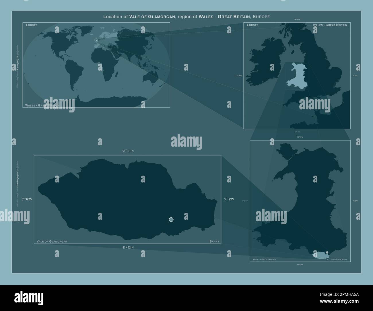 Vale of Glamorgan, region of Wales - Great Britain. Diagram showing the ...