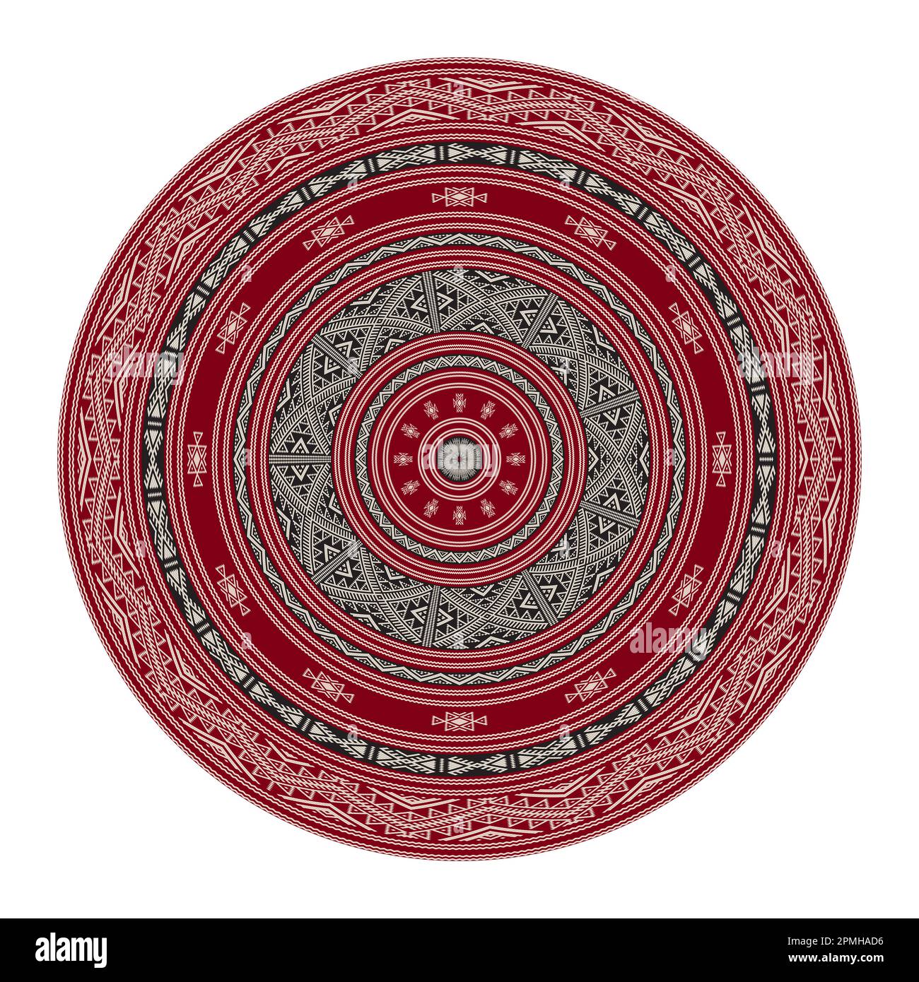 Tunisian embroidery inspired round design element, vector template ...