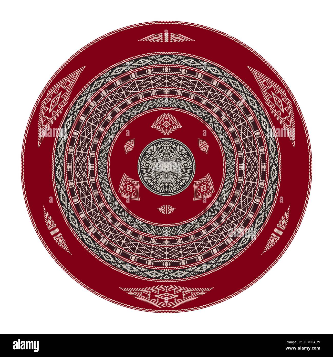 Tunisian embroidery inspired round design element, vector template ...