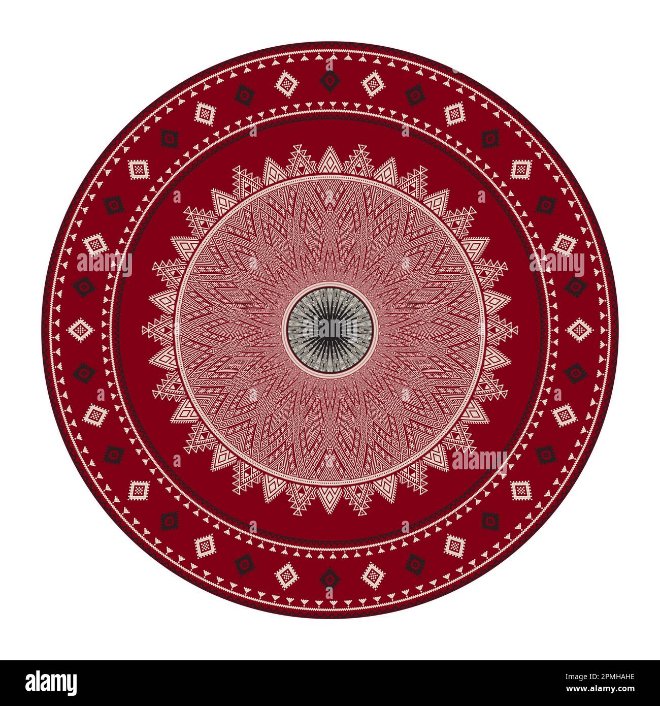 Tunisian embroidery inspired round design element, vector template ...