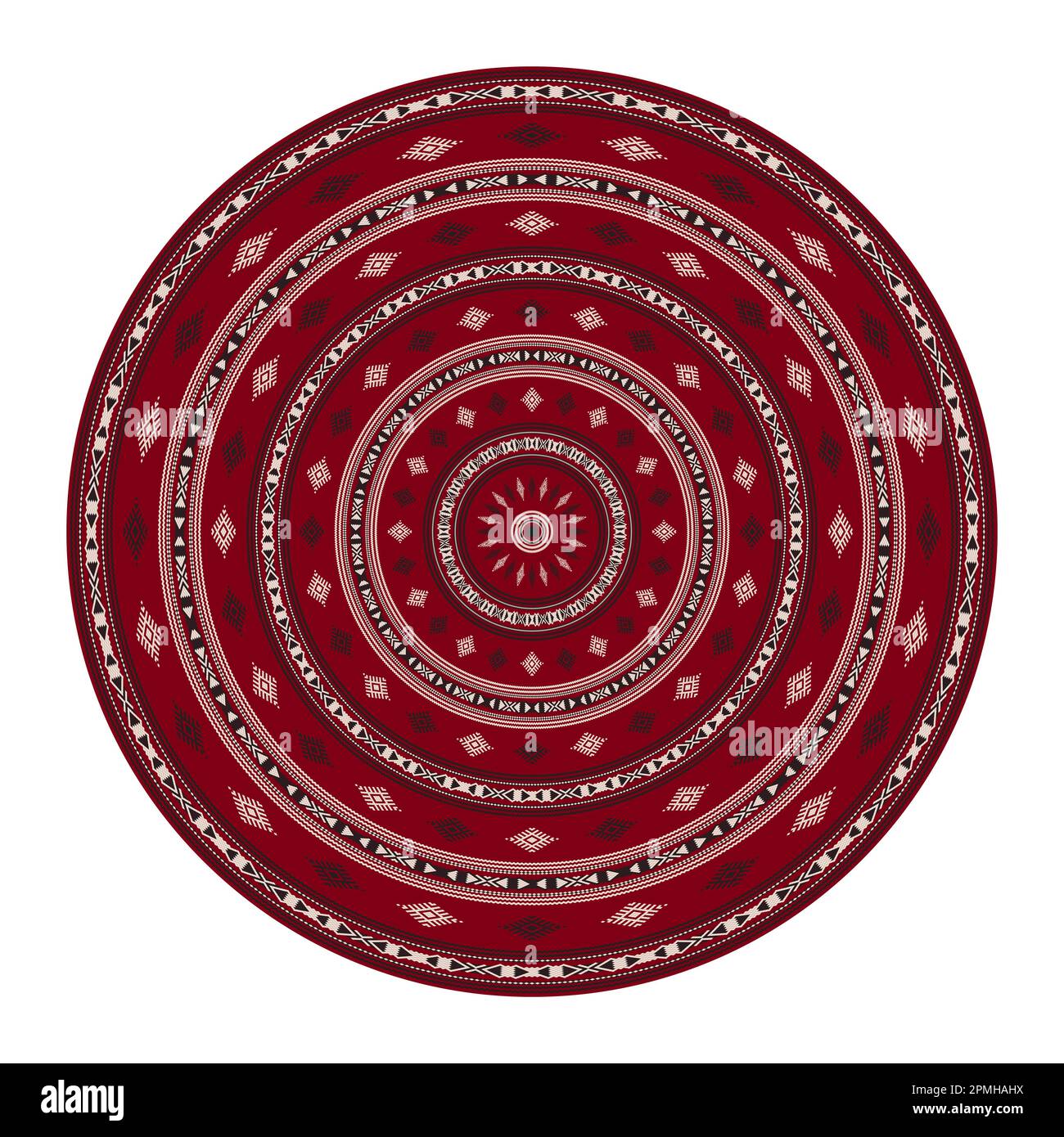 Tunisian embroidery inspired round design element, vector template ...
