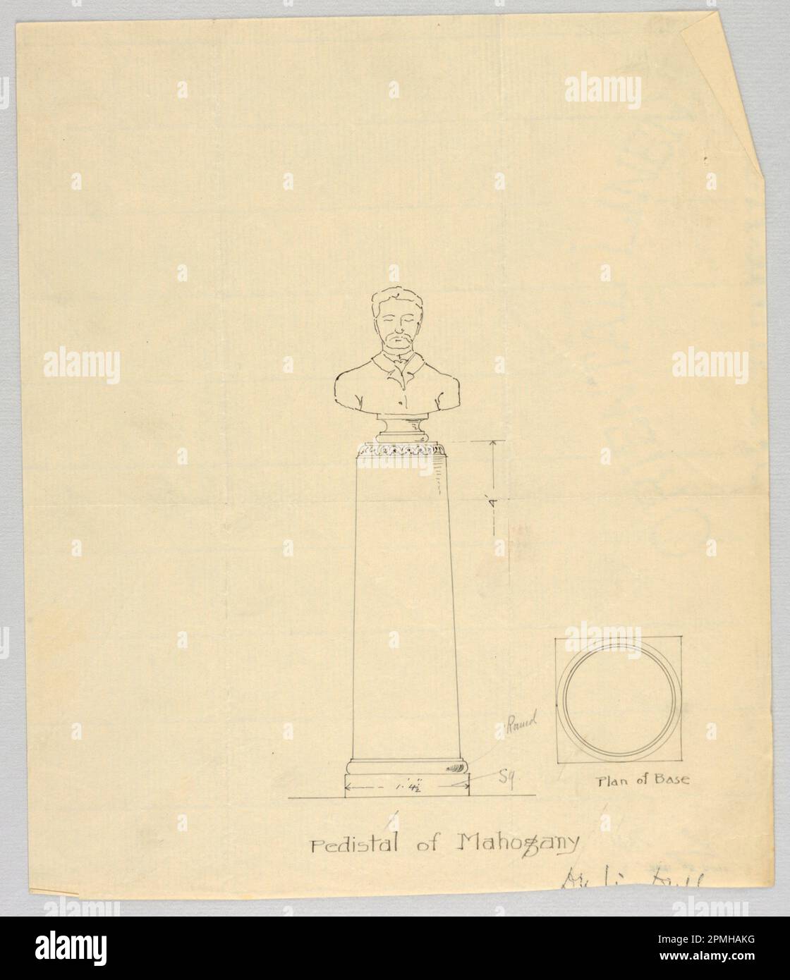 Drawing, Design for Mahogany Pedestal; Designed by A.N. Davenport Co ...
