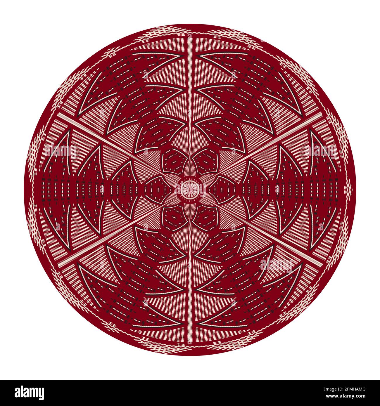 Tunisian embroidery inspired round design element, vector template ...