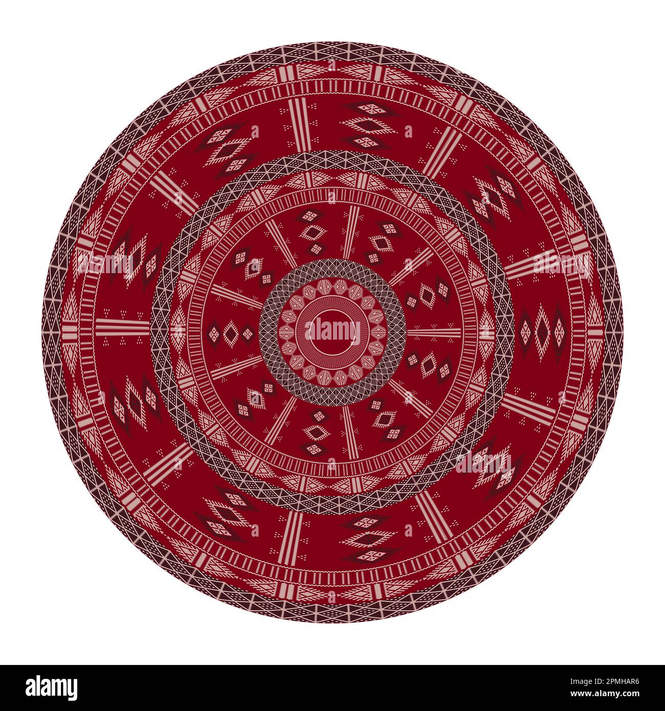 Tunisian embroidery inspired round design element, vector template ...
