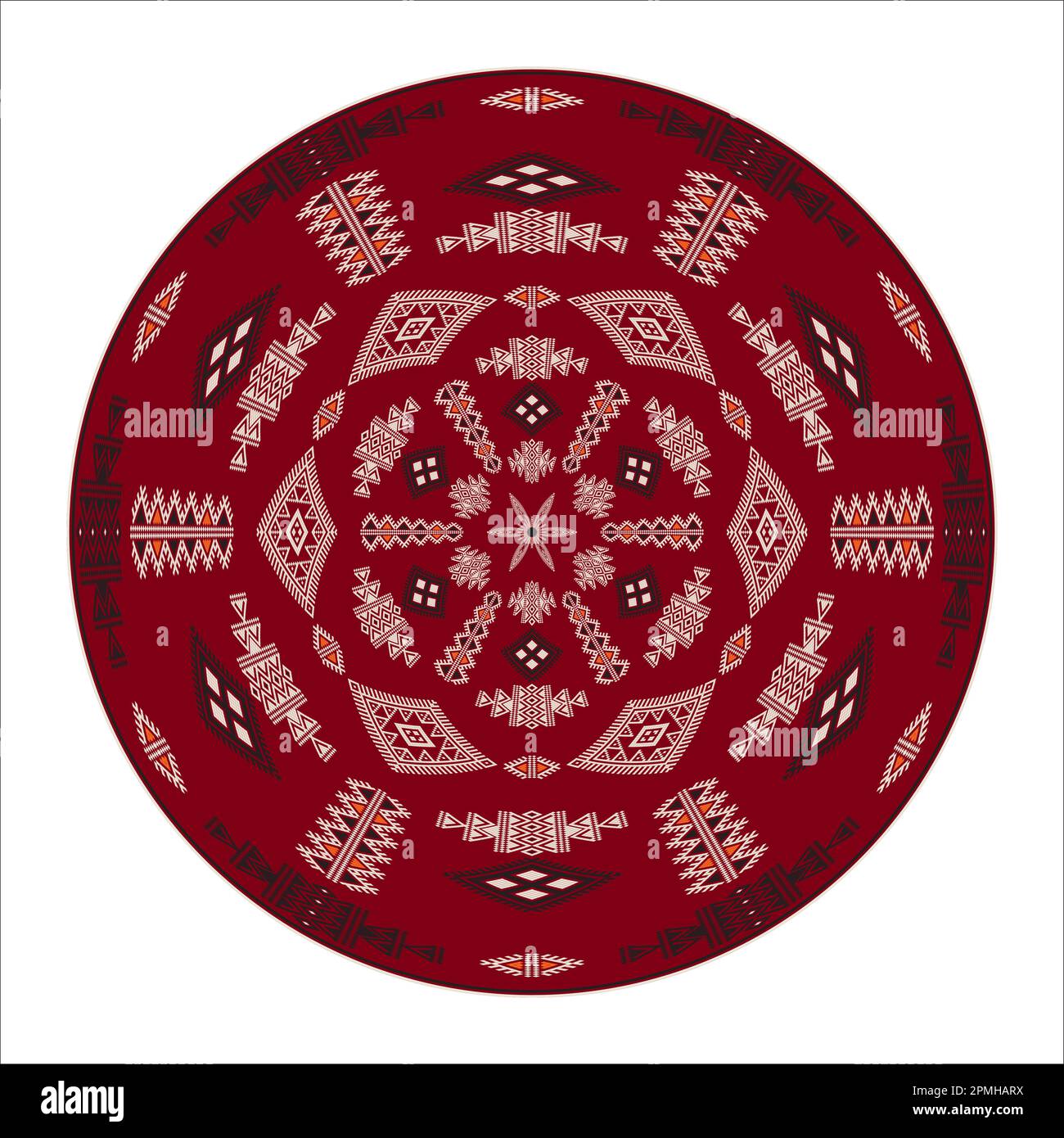 Tunisian embroidery inspired round design element, vector template ...