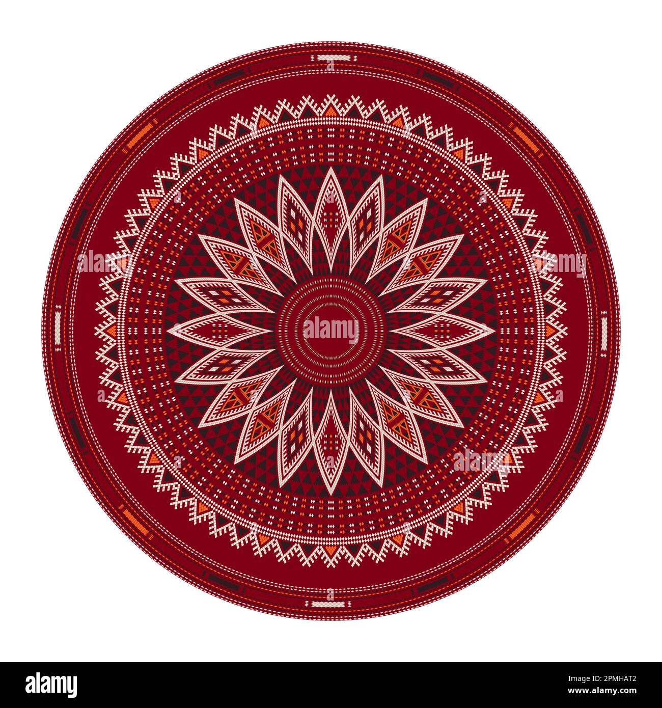 Tunisian embroidery inspired round design element, vector template ...