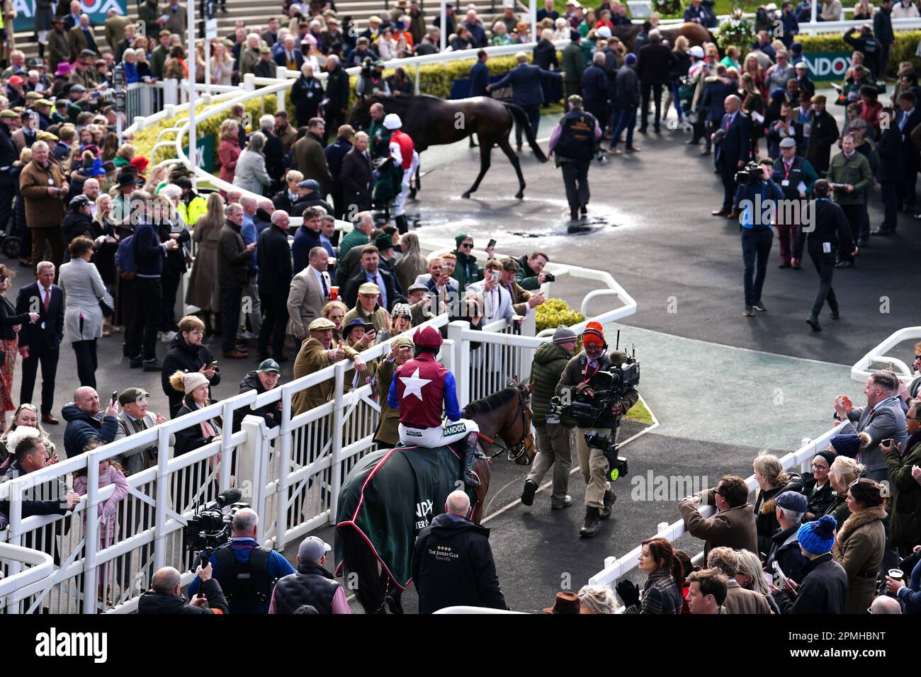 Jockey William Biddick in the parade after winning the Randox ...