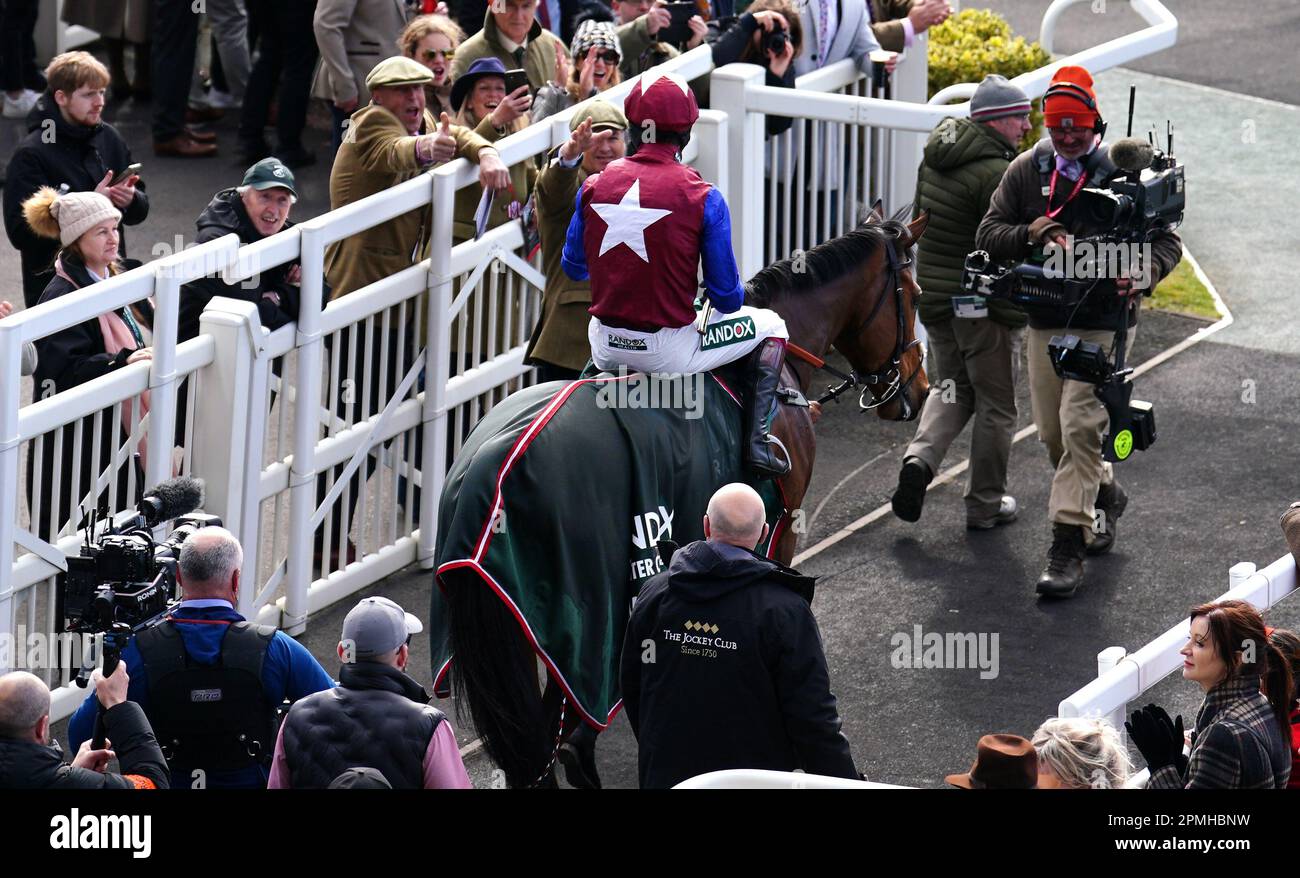 Jockey William Biddick in the parade after winning the Randox ...