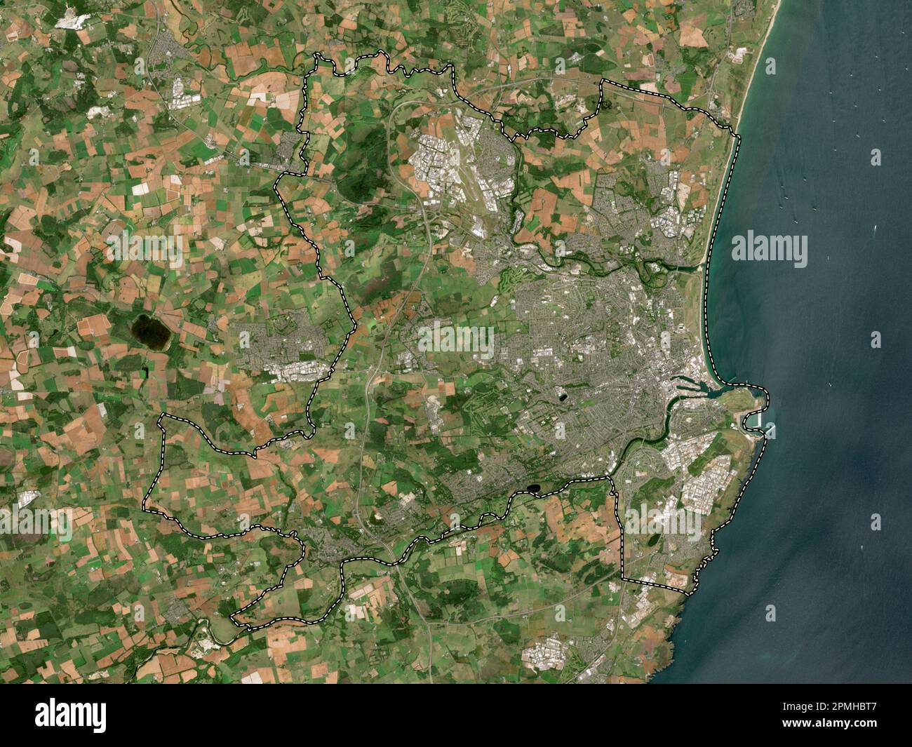 Aberdeen, region of Scotland - Great Britain. Low resolution satellite ...