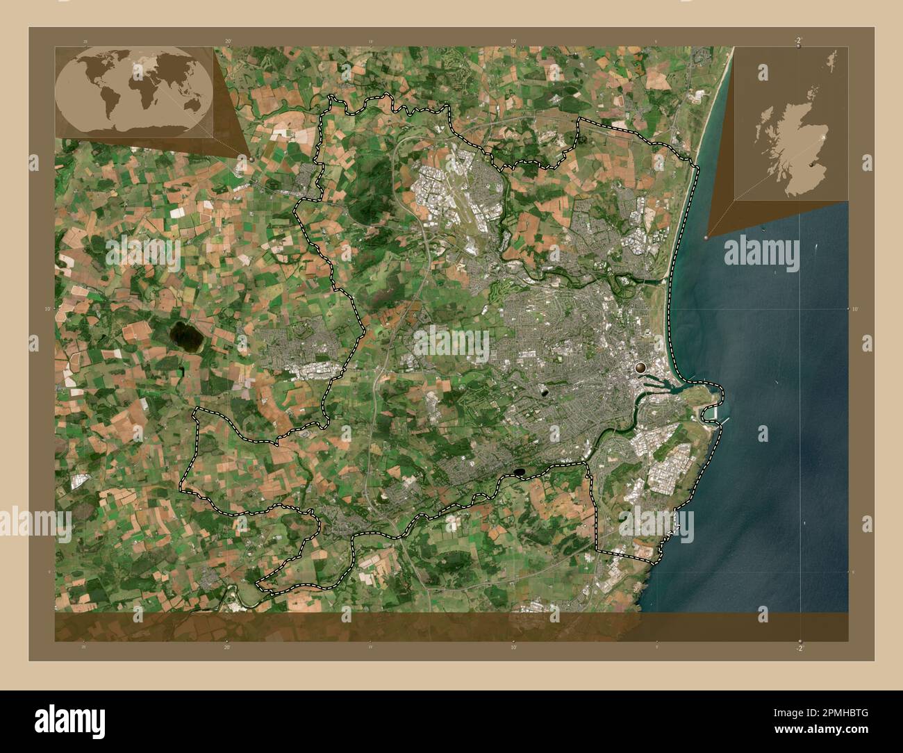 Aberdeen, region of Scotland - Great Britain. Low resolution satellite ...