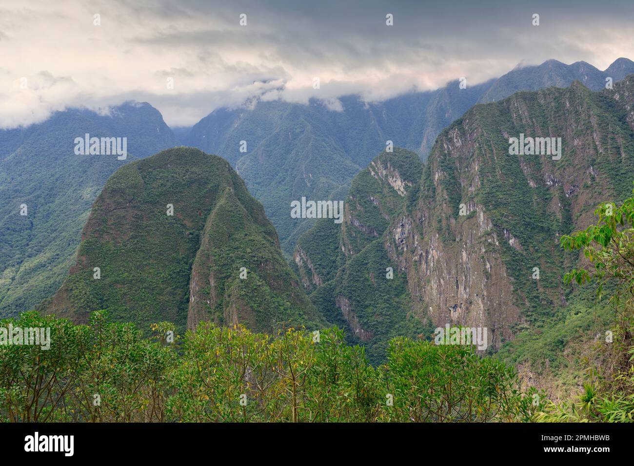 Mountain landscape in the Andes Cordillera near Machu Picchu, the ...