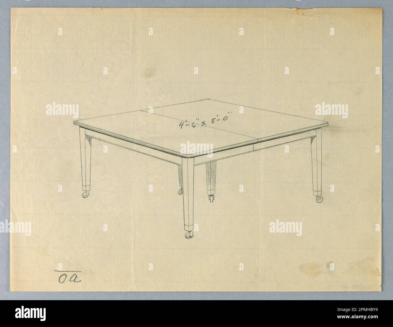 Drawing, Design for a Six-Legged Rectangular Dining Table; Designed by ...