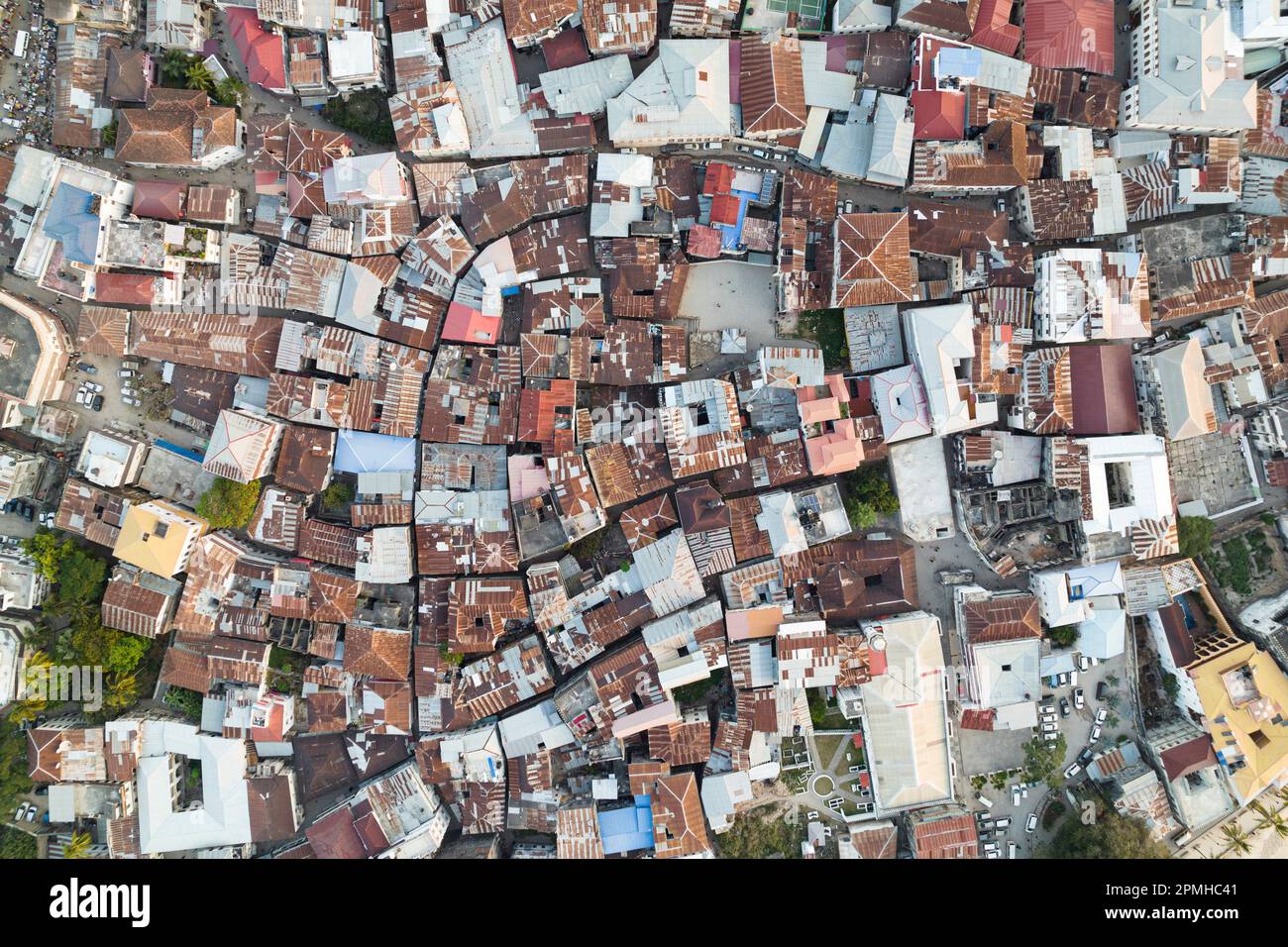 Overhead view of historical buldings in the old town, Stone Town ...